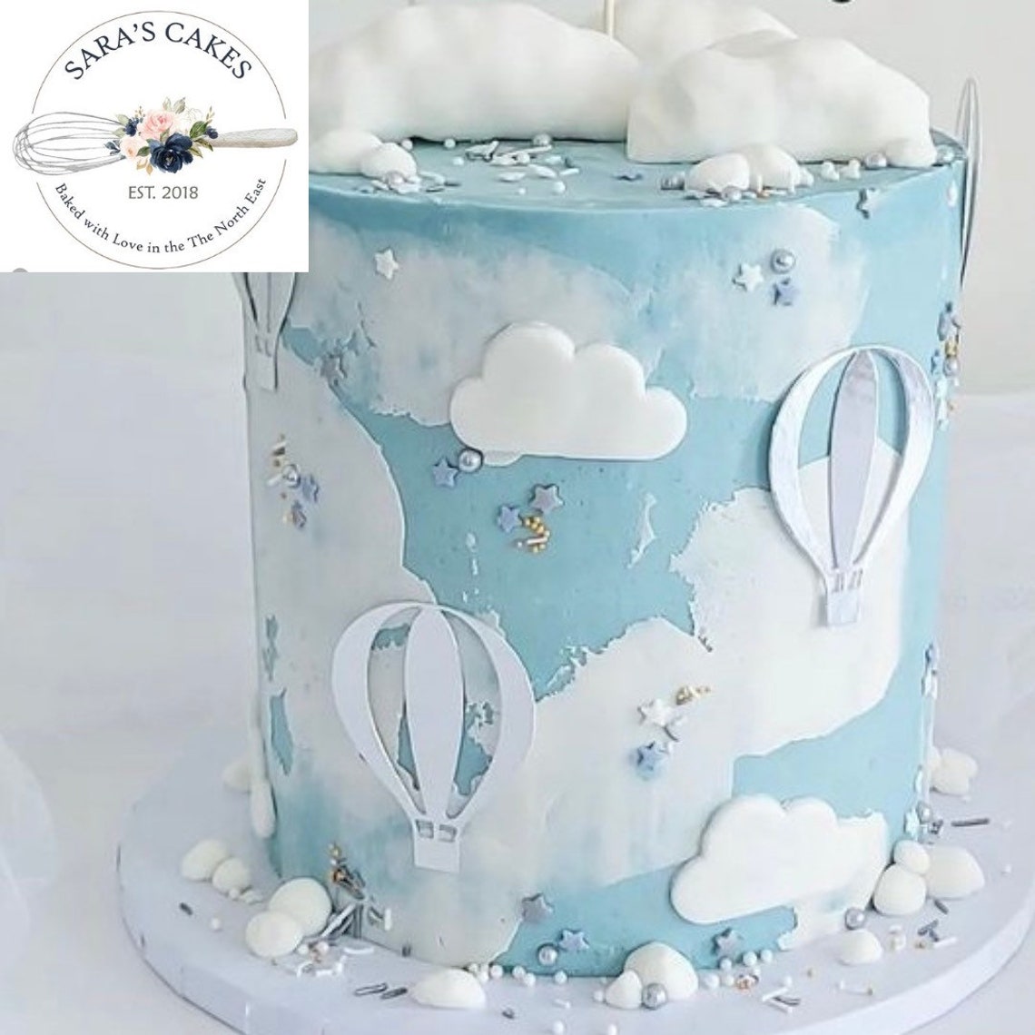 Hot Air Balloon Cake Charm X 6, Hot Air Balloon Cake Decor, Baby Shower ...