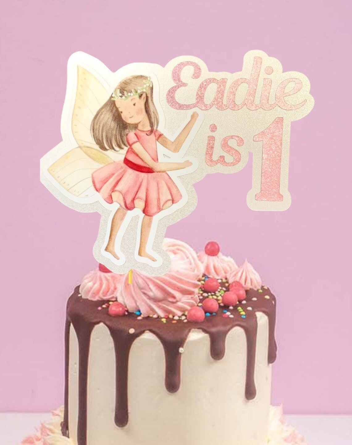 Fairy Personalised Cake Topper Fairy Glitter Cake Topper | Etsy