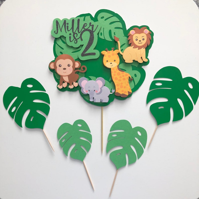 Jungle Theme Cake Topper, Jungle Theme Party Decor, Lion Giraffe ...