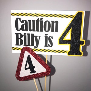 Construction Cake Toppers, Personalised Construction Toppers, Road Sign ...