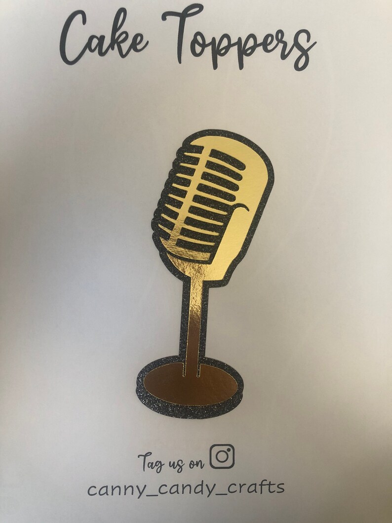 Retro Microphone Cake Topper, Microphone Cake Topper, Singer Cake ...
