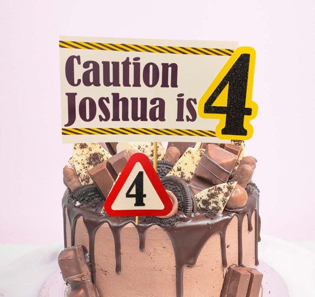 Construction Cake Toppers, Personalised Construction Toppers, Road Sign ...