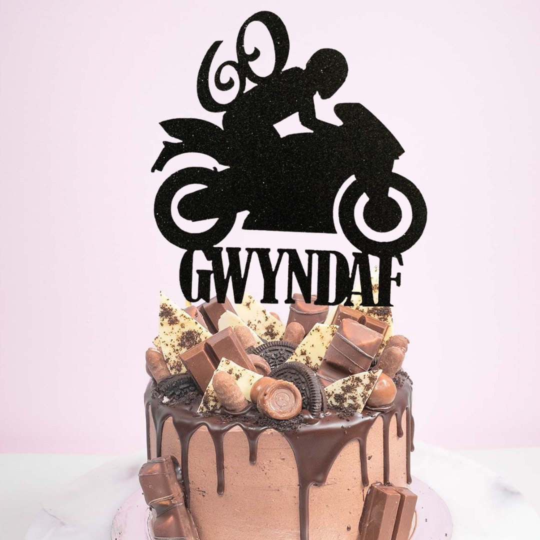 Motorbike Gift, Motorcycle Personalised Cake Topper, 18 21 30 40 50 60 ...