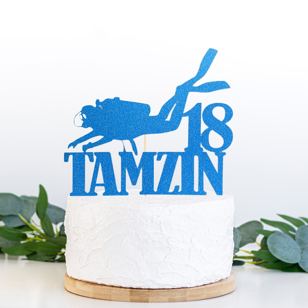 Scuba Diving Birthday Cake Topper, Swimming Cake Topper, Deep Sea Party ...