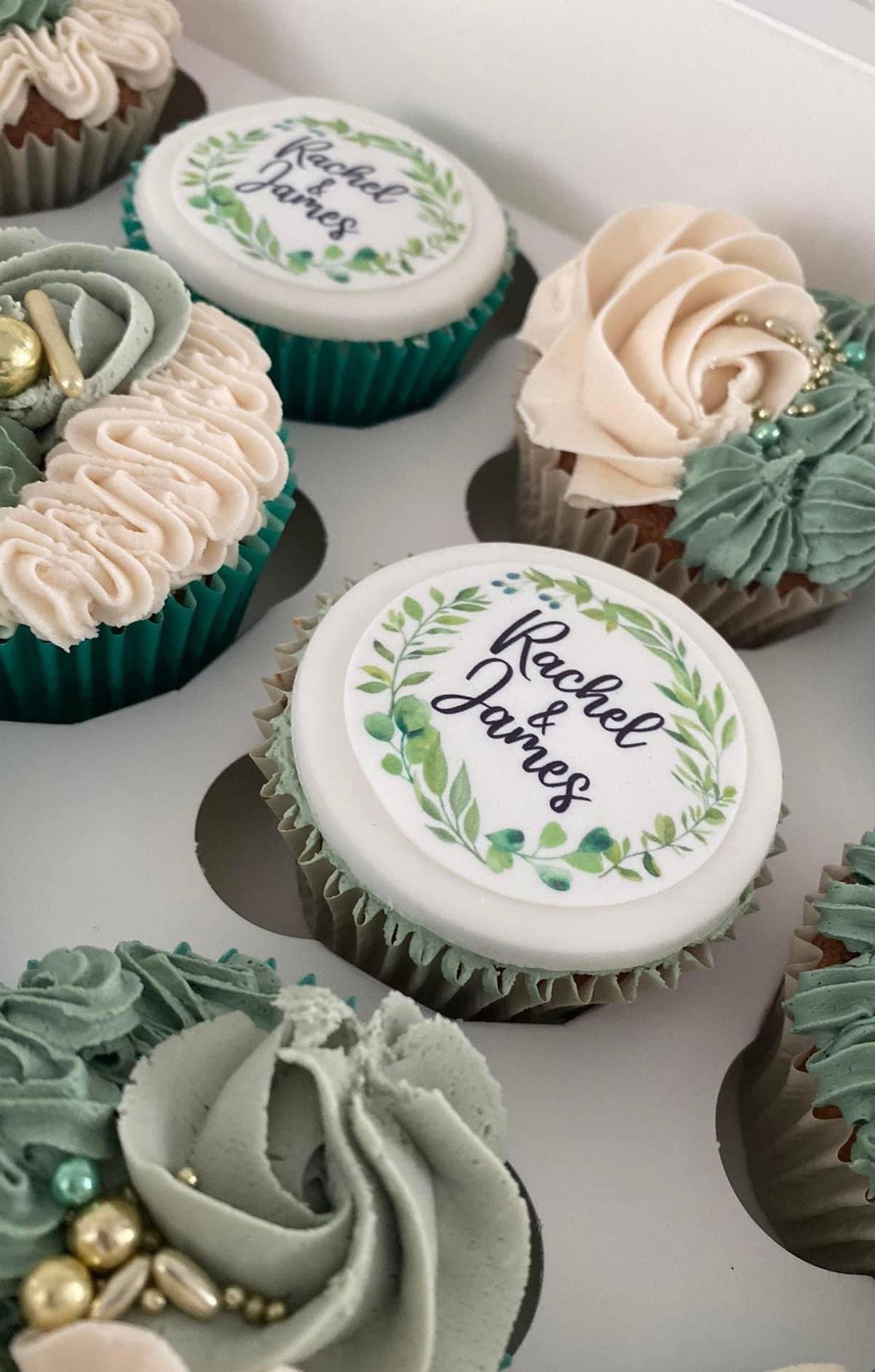 Edible Personalised Cupcake Toppers Pretty Greenery Floral - Etsy UK