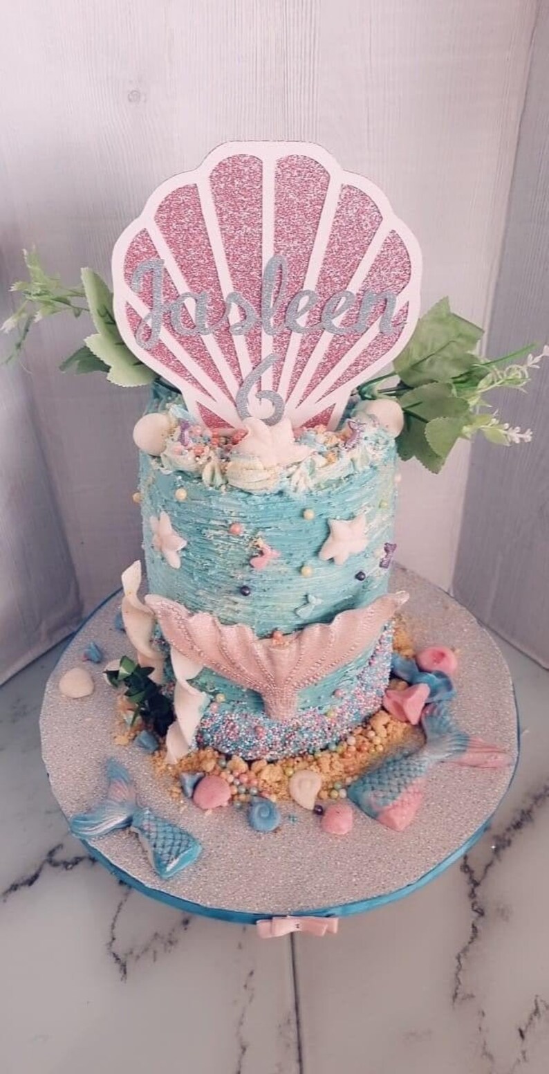 Mermaid Cake Topper / Shell Cake Topper / Under the Sea / Glitter ...