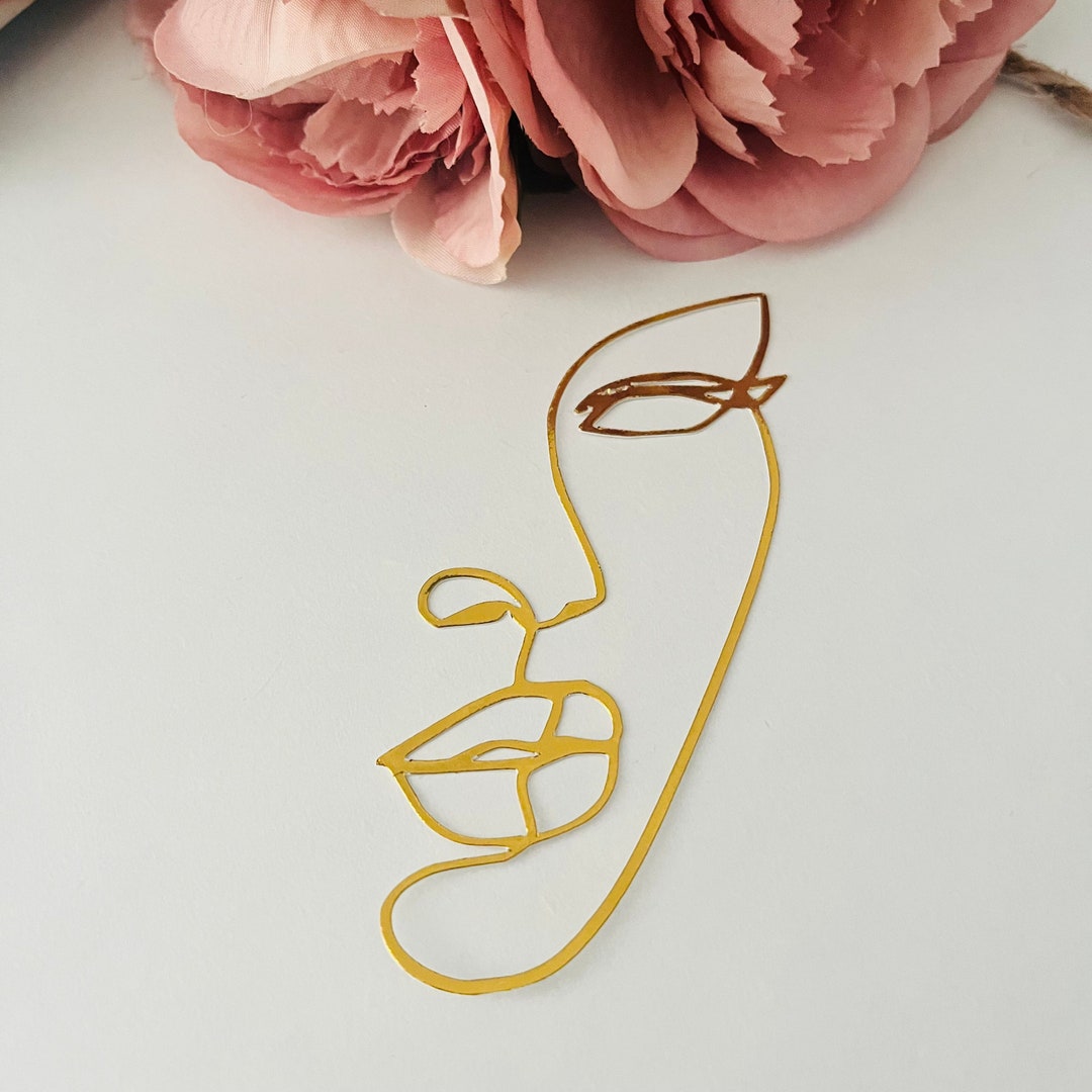 Line Art Lady Mirror Card Cake Charm, Line Art Face Silhouette Cake Charm Cake Topper Decor - Etsy