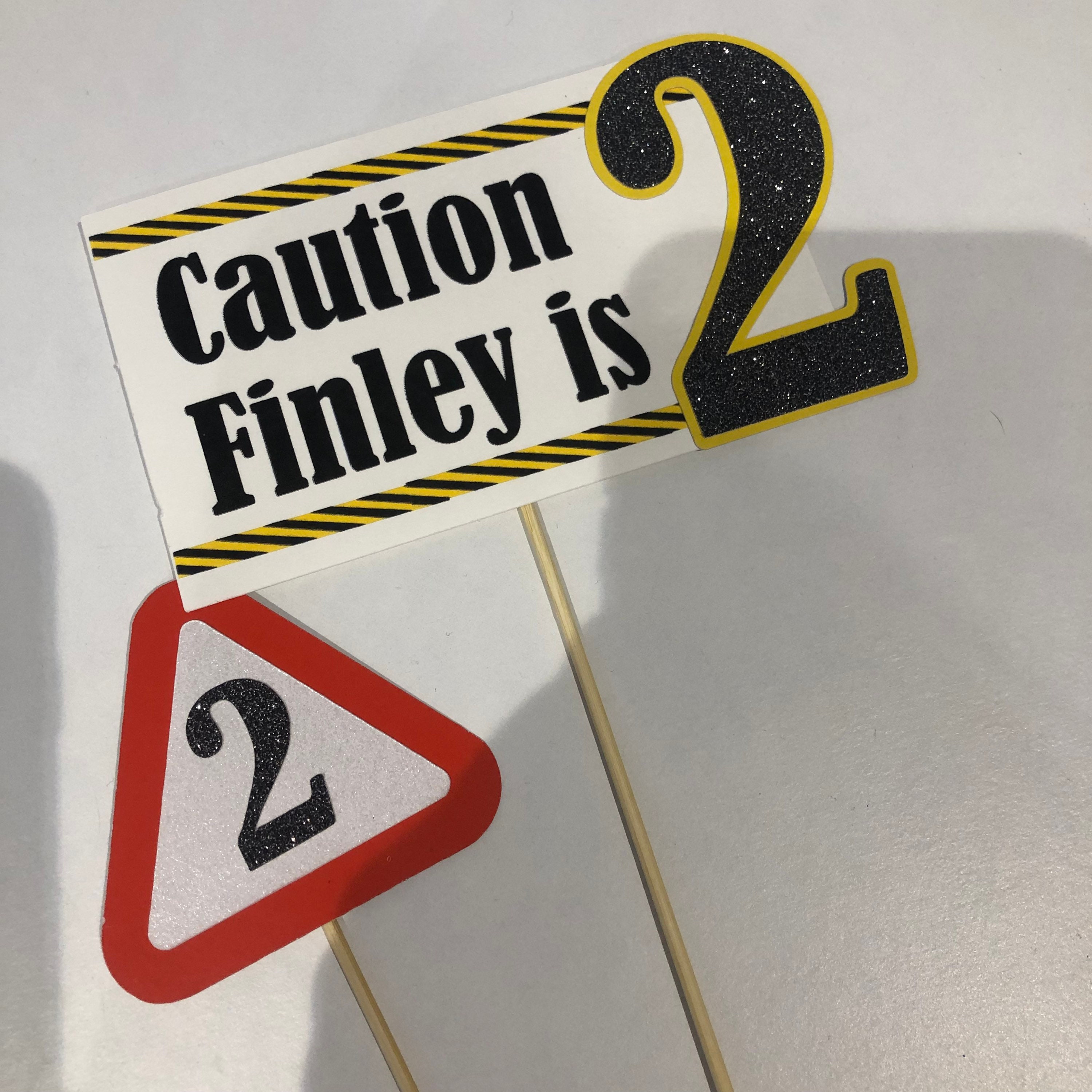 Construction Cake Toppers, Personalised Construction Toppers, Road Sign ...