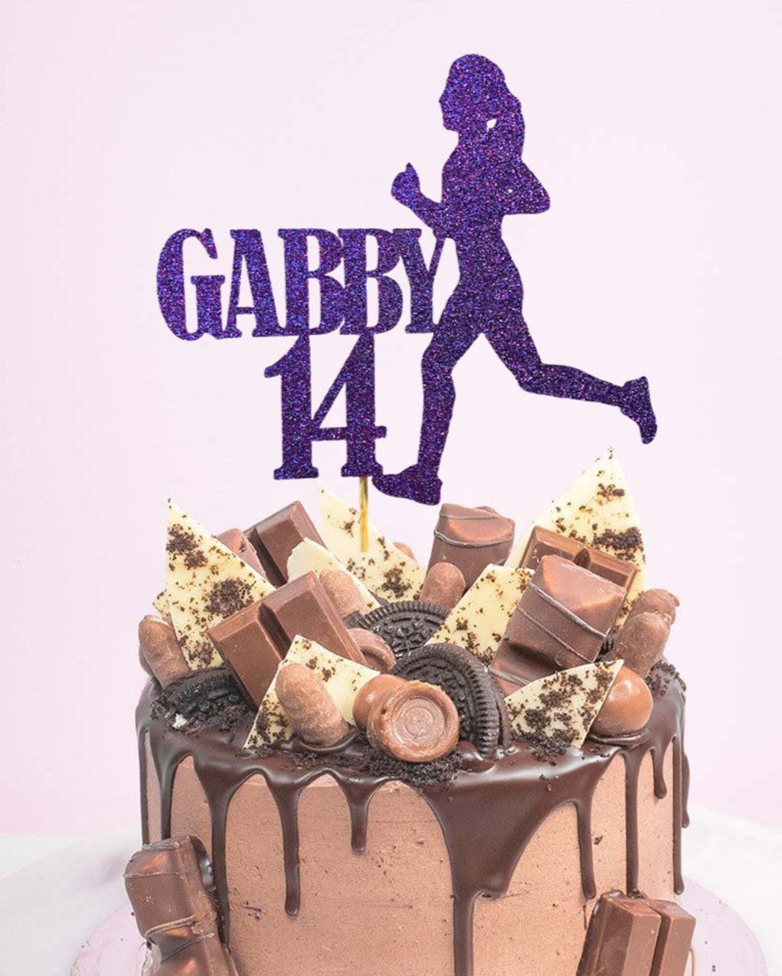 Lady Runner Happy Birthday Cake Topper Glitter Jogger Topper - Etsy