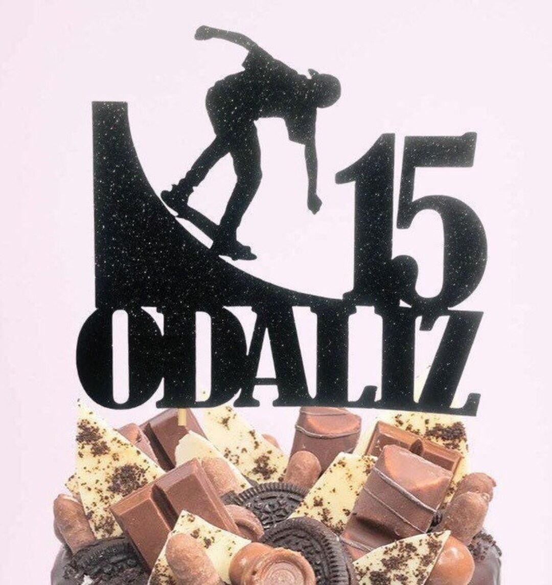 Personalised Skateboard Cake Topper, Glitter Skateboard Cake Topper ...