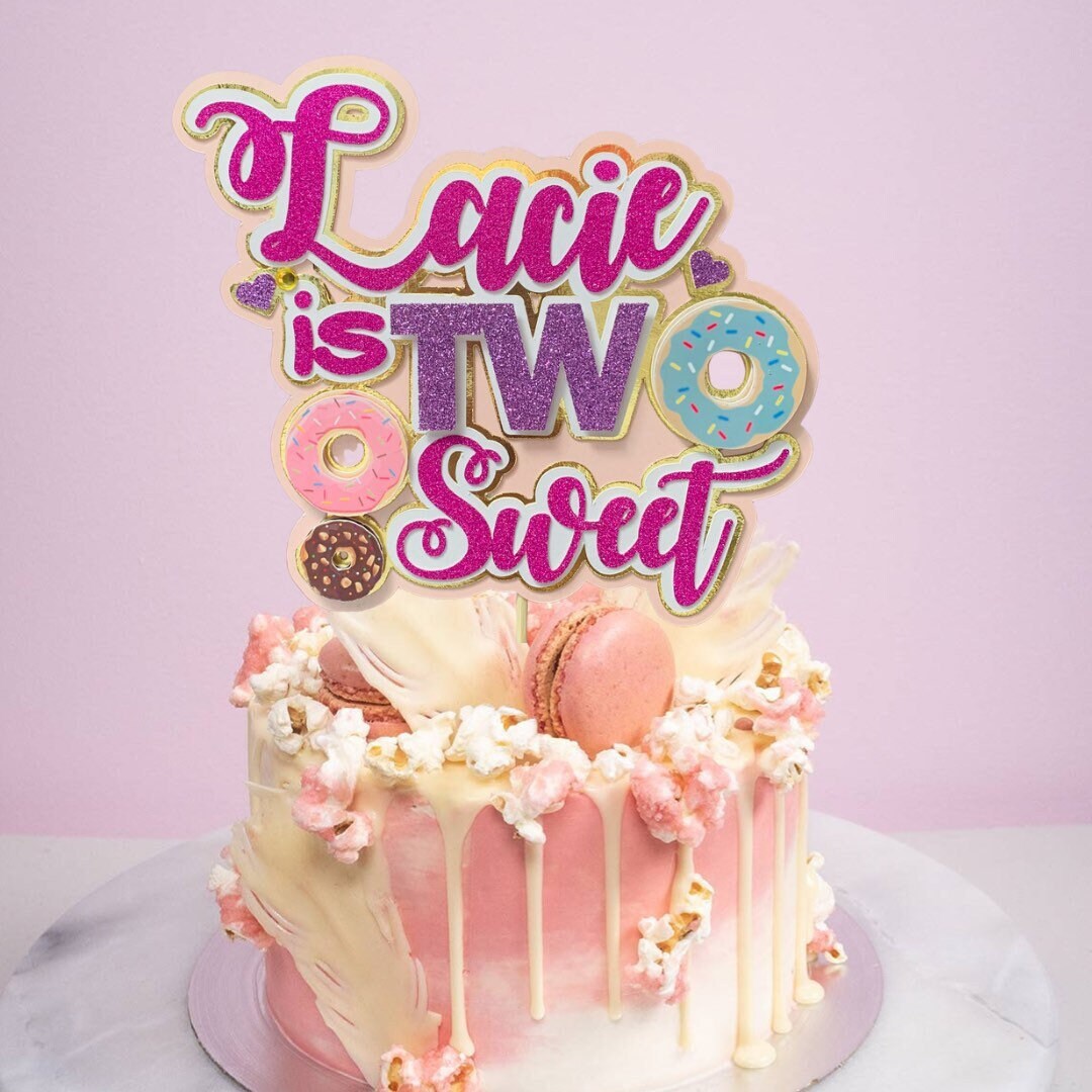 Personalised Two Sweet Cake Topper, Donut Themed Party Decorations, 2nd ...