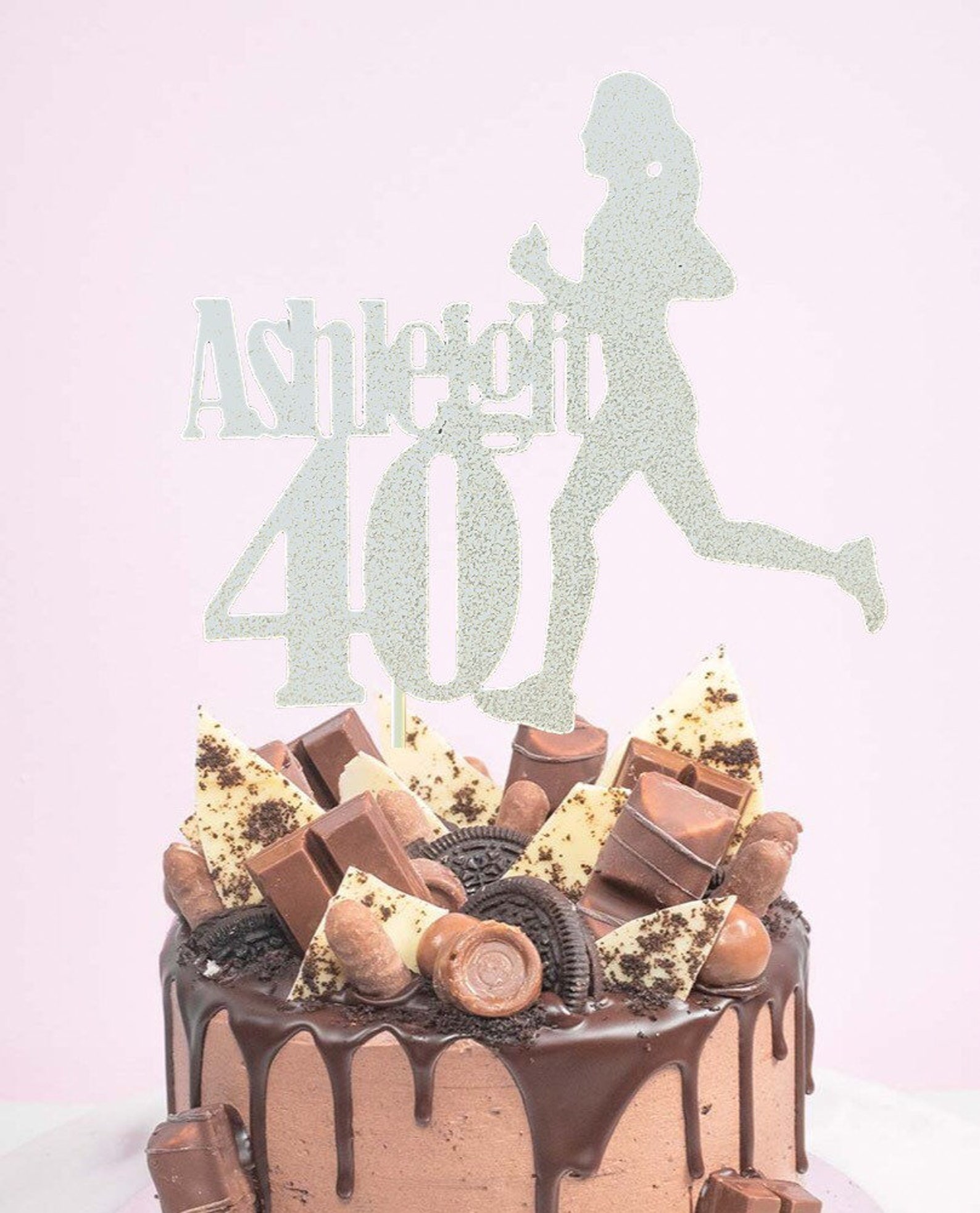 Lady Runner Happy Birthday Cake Topper, Glitter Jogger Topper, Runner ...