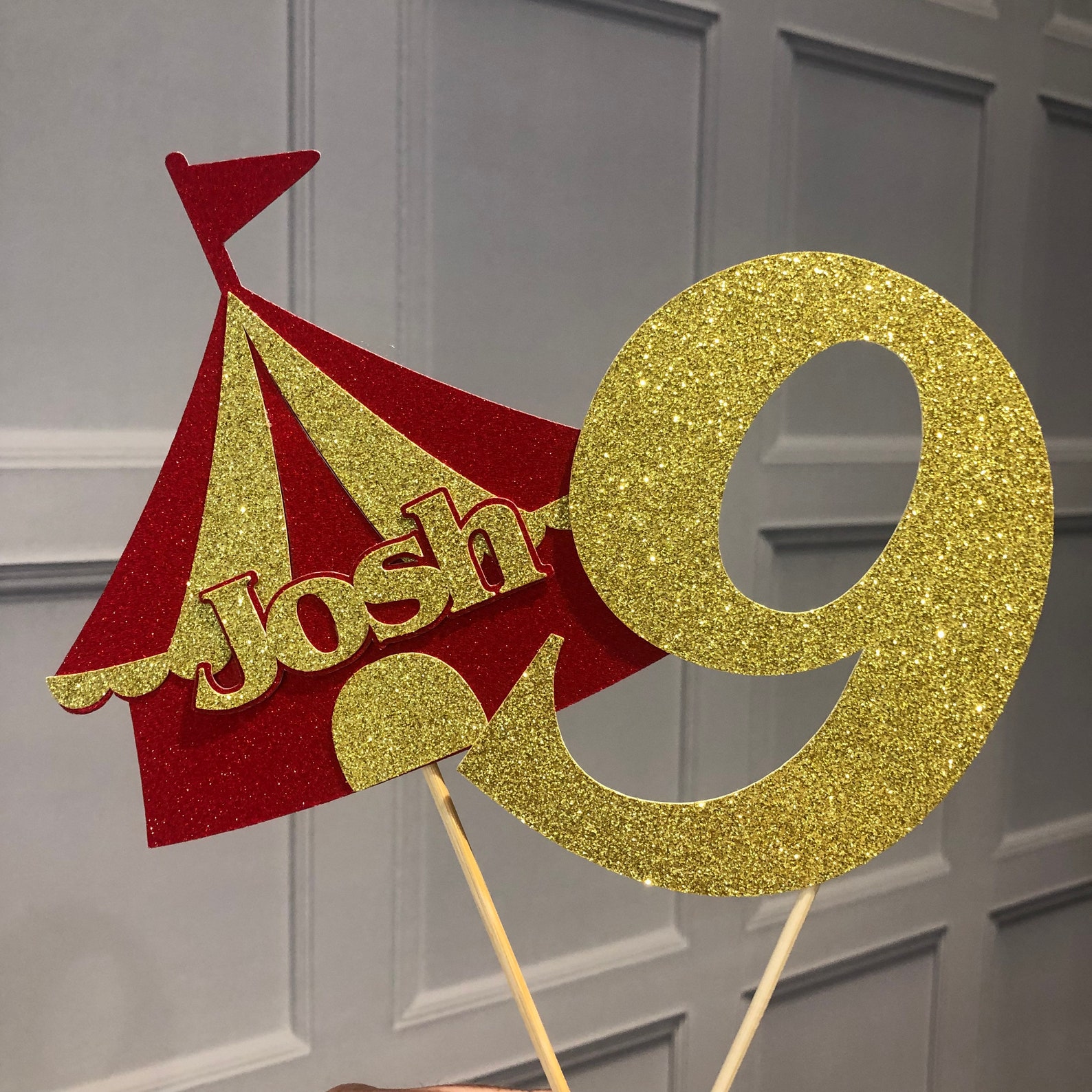 Circus Tent Cake Topper - Glitter Card - Personalised- Any Name/age ...
