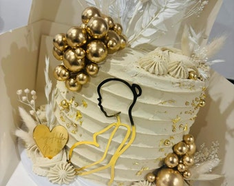 Line Art Lady Mirror Card Cake Charm, Line Art Face Silhouette Cake Charm Cake Topper Decor ...