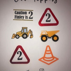 Construction Cake Toppers, Personalised Construction Toppers, Road Sign ...
