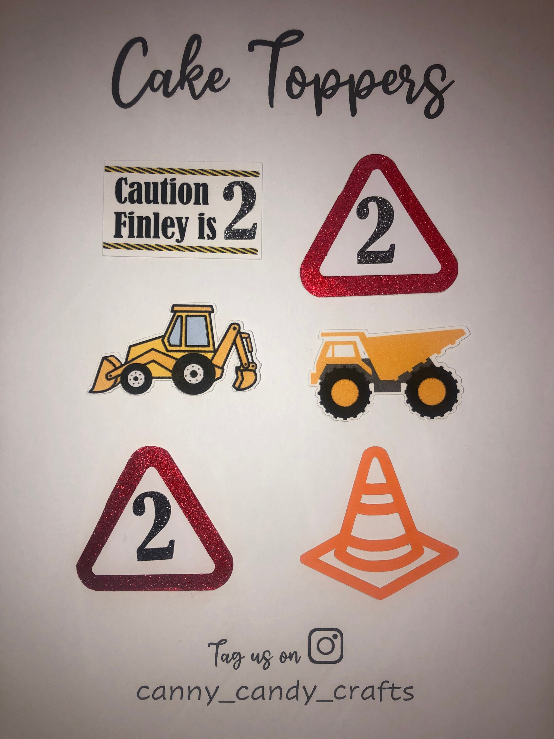 Construction Cake Toppers, Personalised Construction Toppers, Road Sign ...