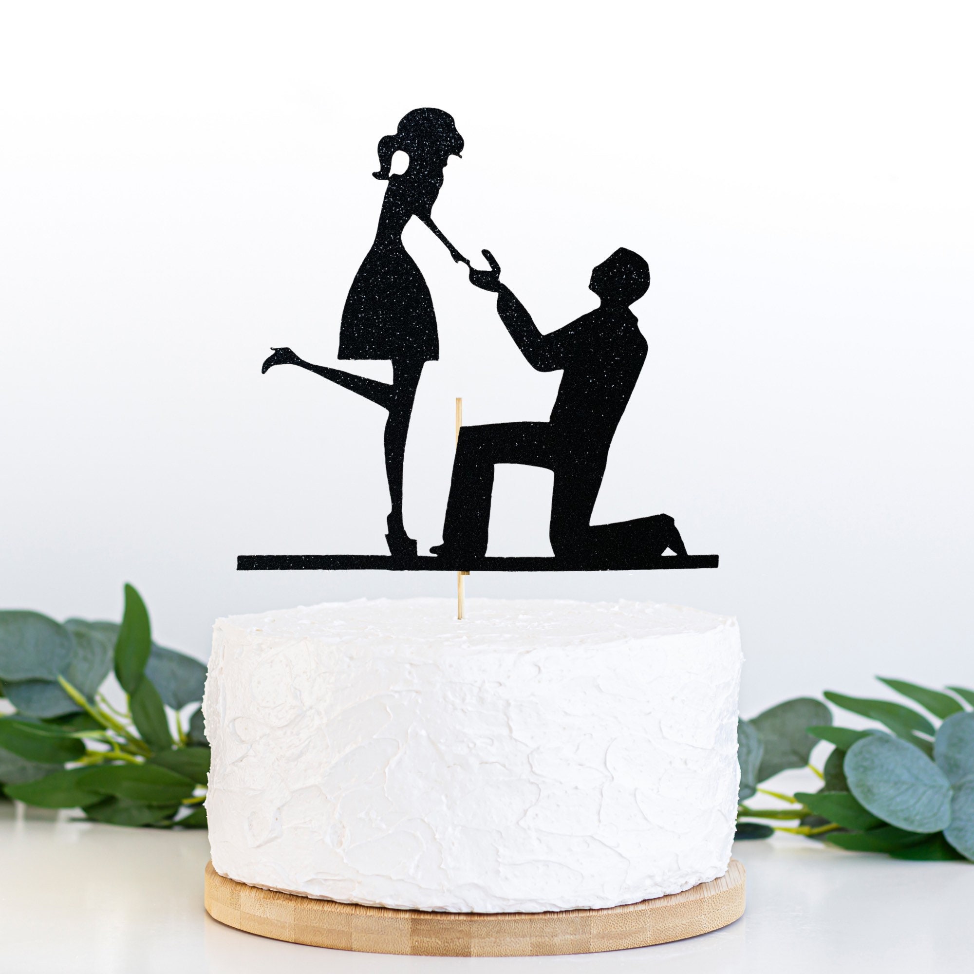 Engagement Cake Topper, Silhouette Couple Proposal Engagement Cake ...