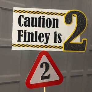 Construction Cake Toppers, Personalised Construction Toppers, Road Sign ...