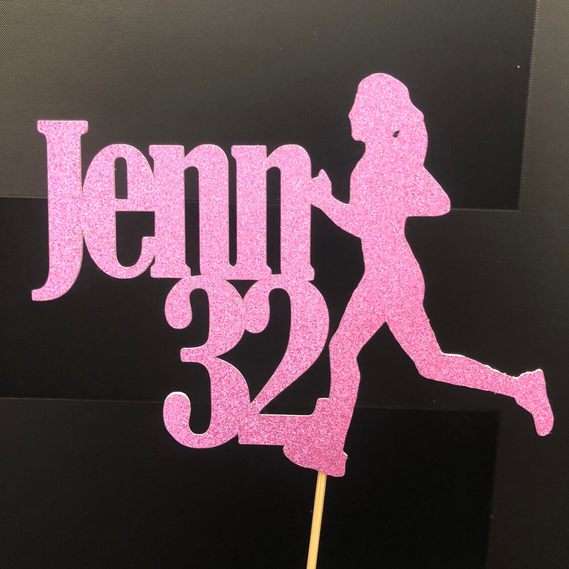 Lady Runner Happy Birthday Cake Topper Glitter Jogger Topper | Etsy