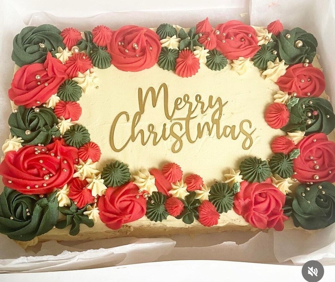 Merry Christmas Sheet Cake Flat Cake Topper Charm, Christmas Cake Charm ...