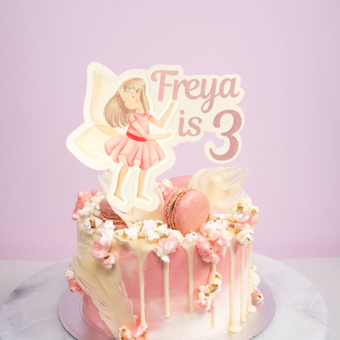 Fairy Personalised Cake Topper, Fairy Glitter Cake Topper, Birthday ...