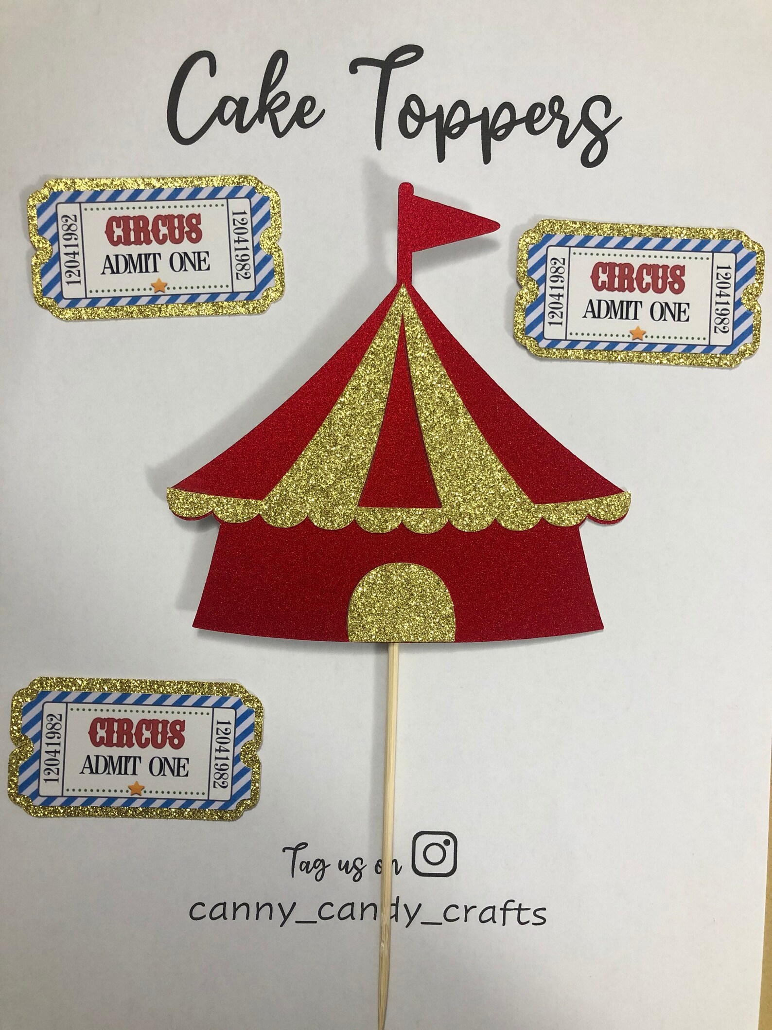 Circus Tent Cake Topper - Glitter Card - Personalised- Any Name/age ...