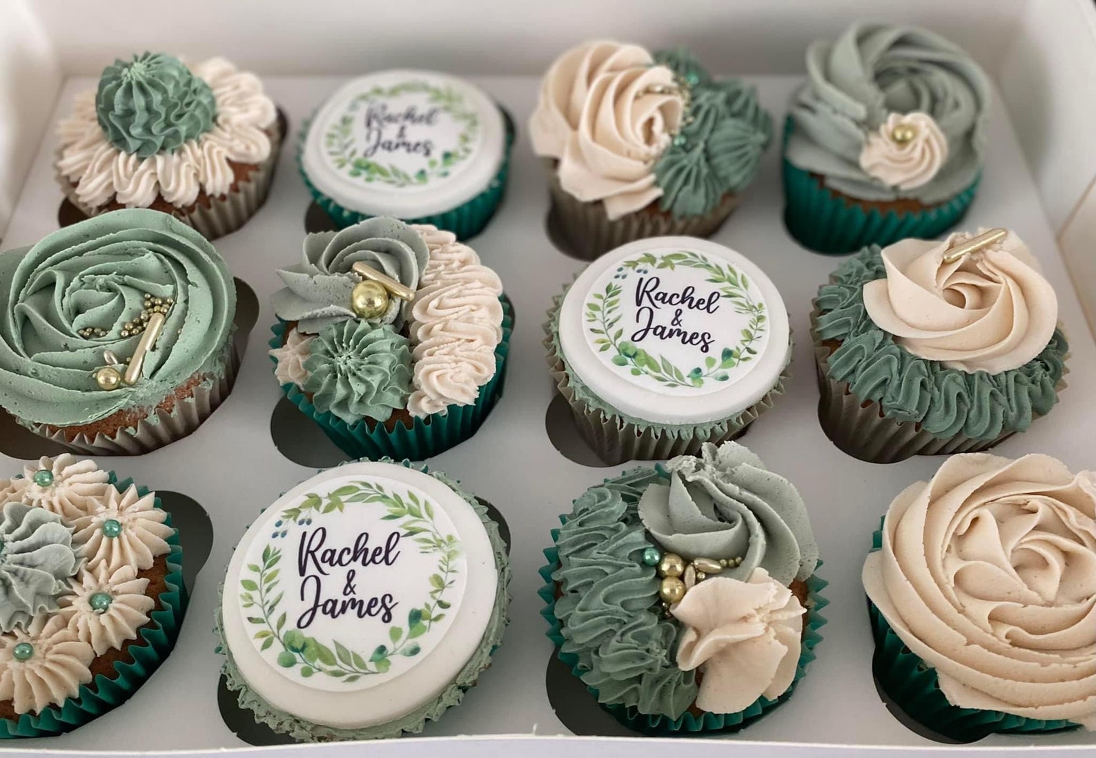 Edible Personalised Cupcake Toppers Pretty Greenery Floral - Etsy UK