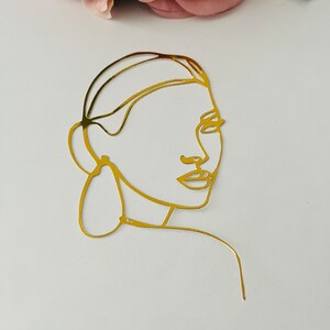 Line Art Lady Mirror Card Cake Charm, Line Art Face Silhouette Cake ...