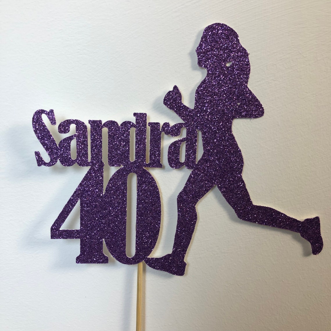 Lady Runner Happy Birthday Cake Topper Glitter Jogger Topper | Etsy
