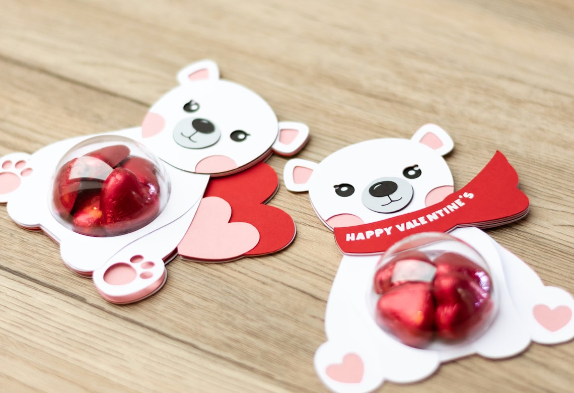 POLAR Bear VALENTINE'S Day Candy Holder Ornament Gift SVG - Etsy