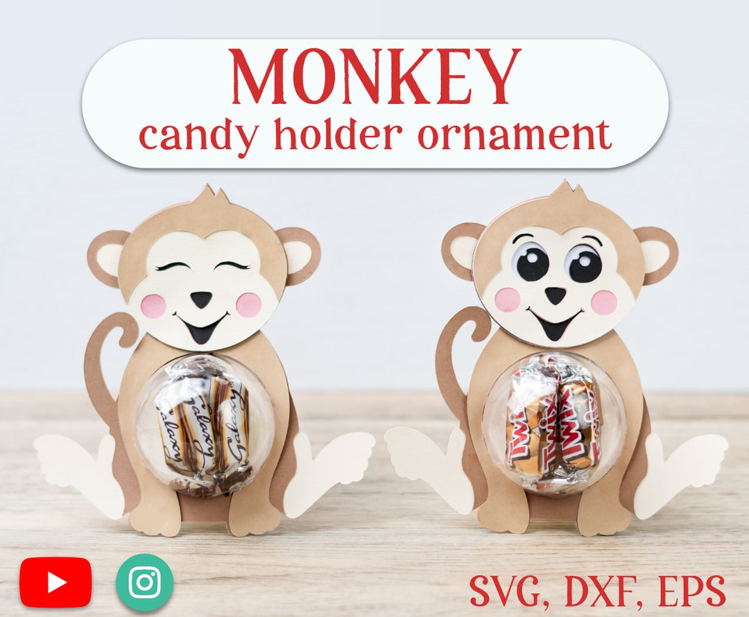 MONKEY Candy Holder, Ornament, Gift Box SVG - DIGITAL Download - Etsy