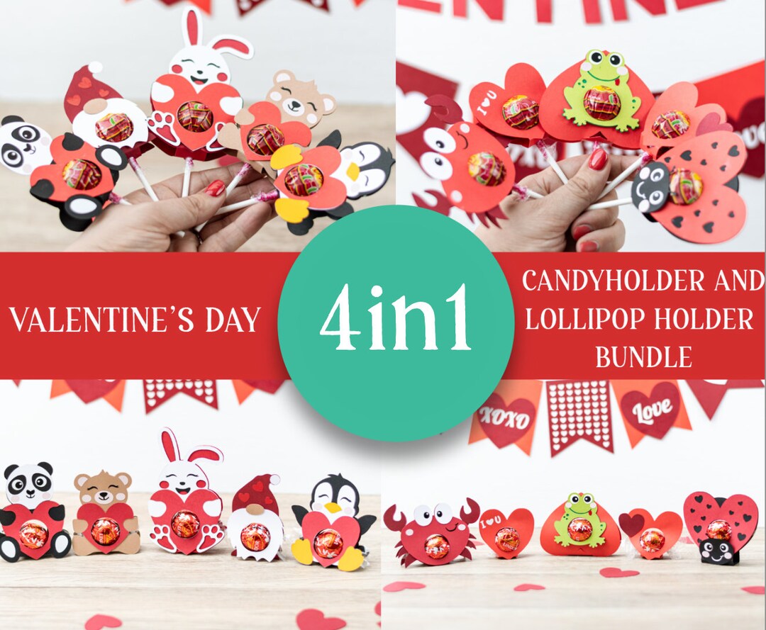 Valentine's Day CANDY and LOLLIPOP Holder Bundle - 10 Designs Both ...