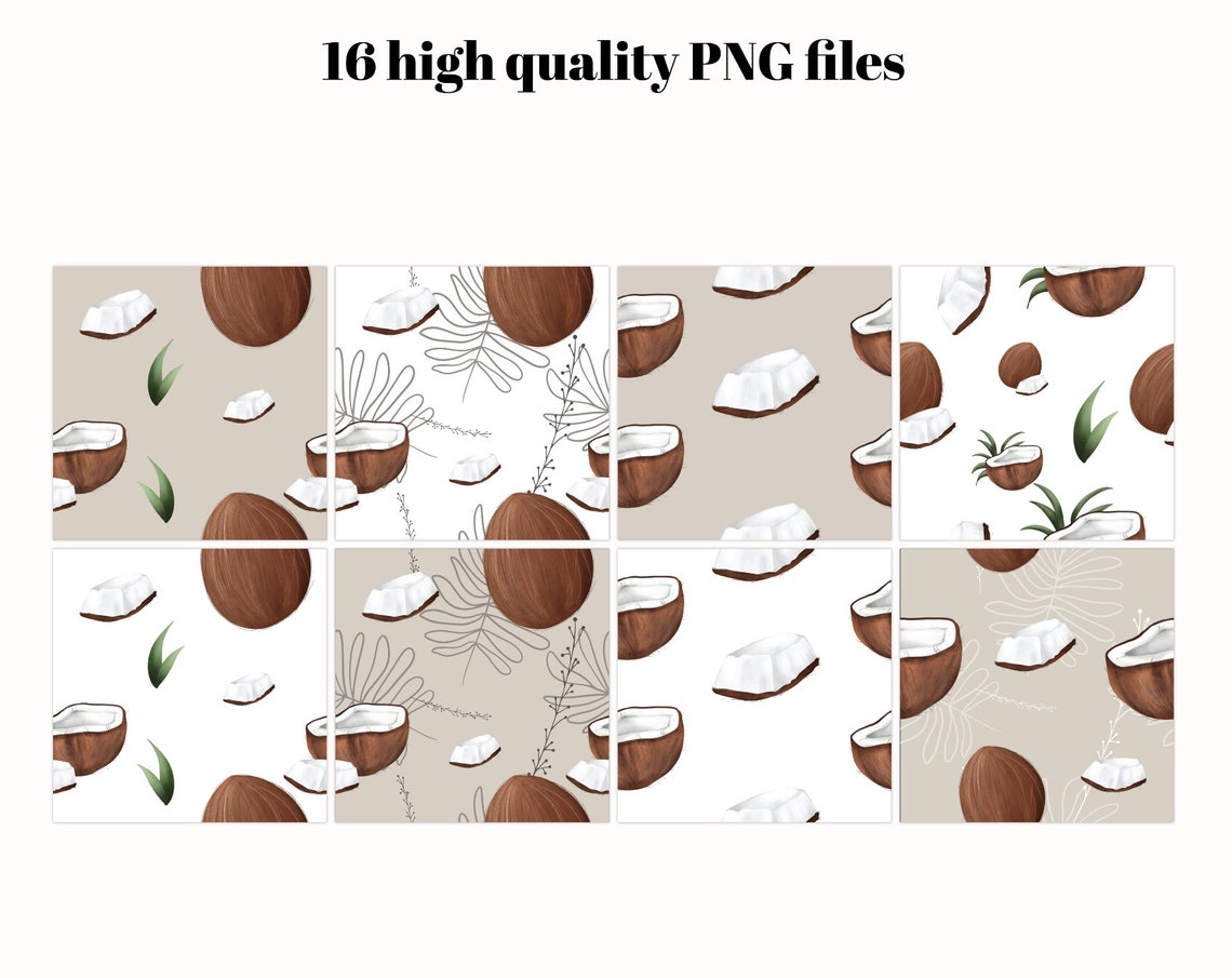 COCONUT Digital Paper Set Seamless Textures for Summer - Etsy