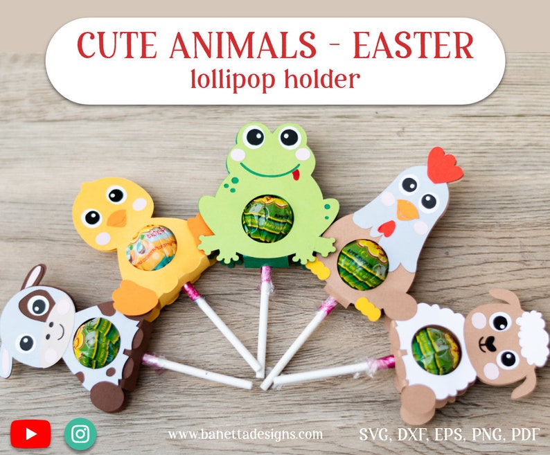 Cute EASTER Animals LOLLIPOP Holder Bundle 5 Designs - Etsy