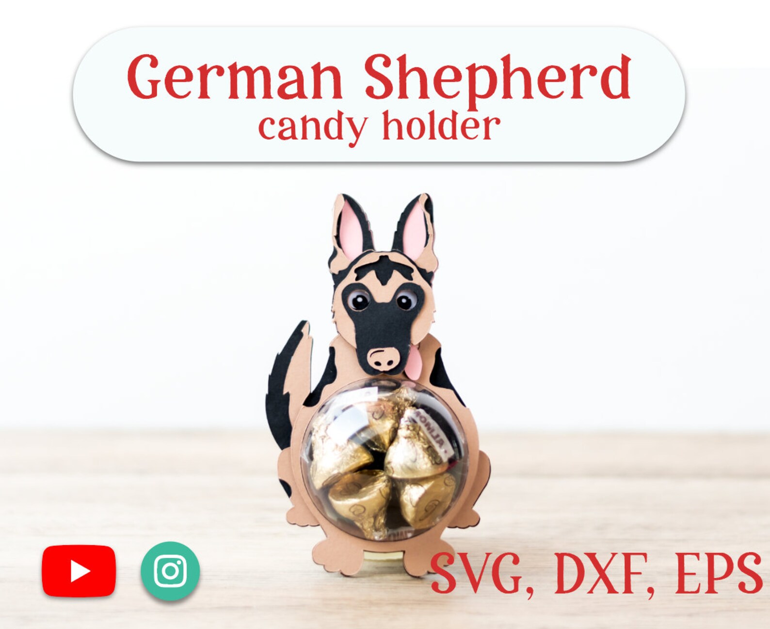 GERMAN SHEPHERD / Dog, Puppy Candy Holder, Ornament Gift SVG - Digital ...