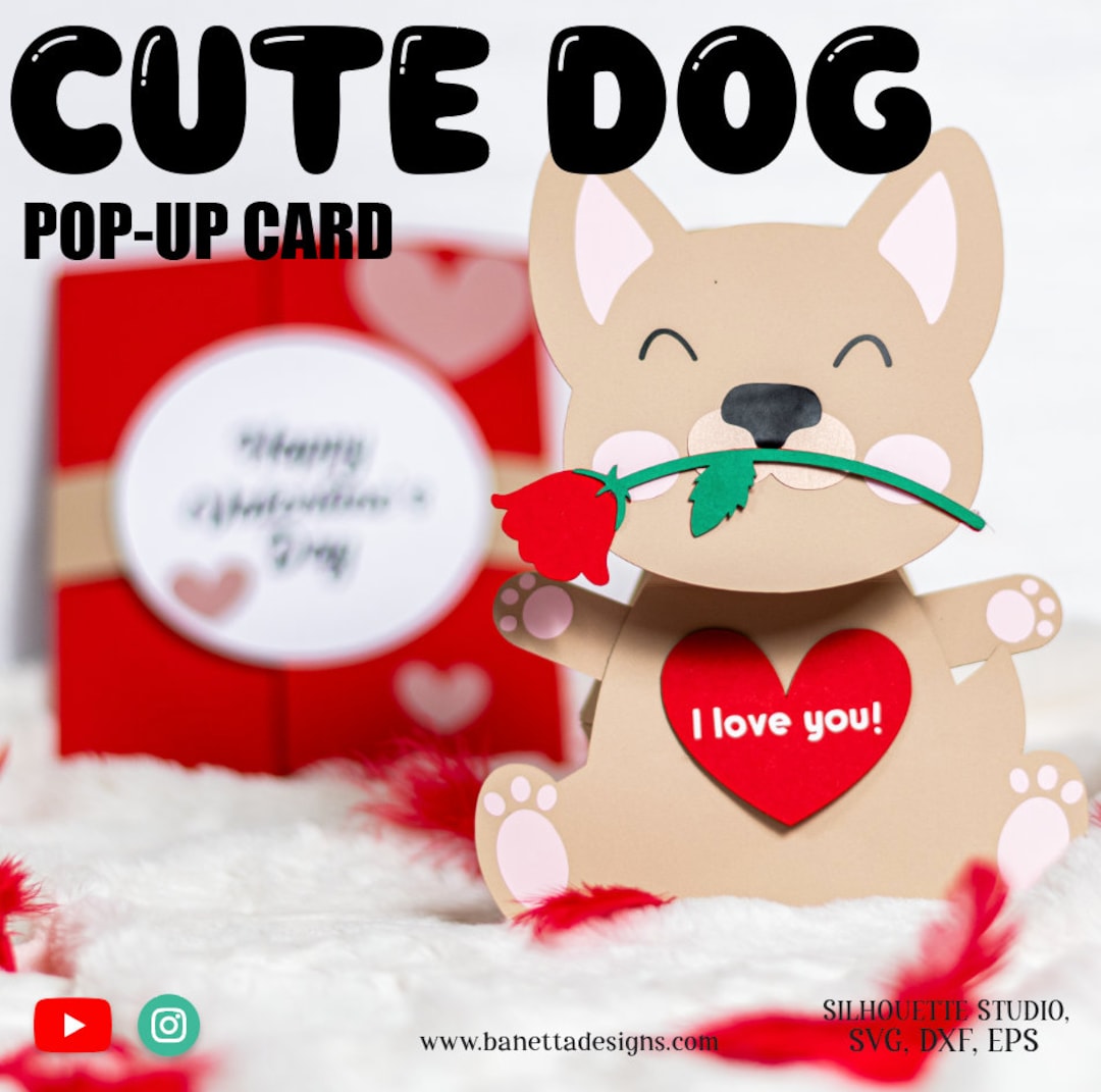 Cute DOG POP-UP Card Valentine's Day Gift Svg - Digital Download - Etsy