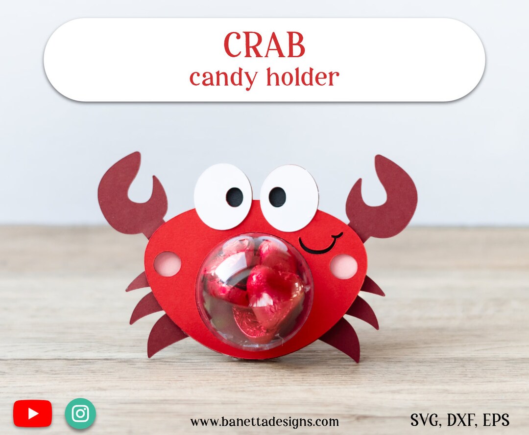 Cute CRAB, Sea Animal Candy Holder, Ornament Gift SVG, Digital Download ...