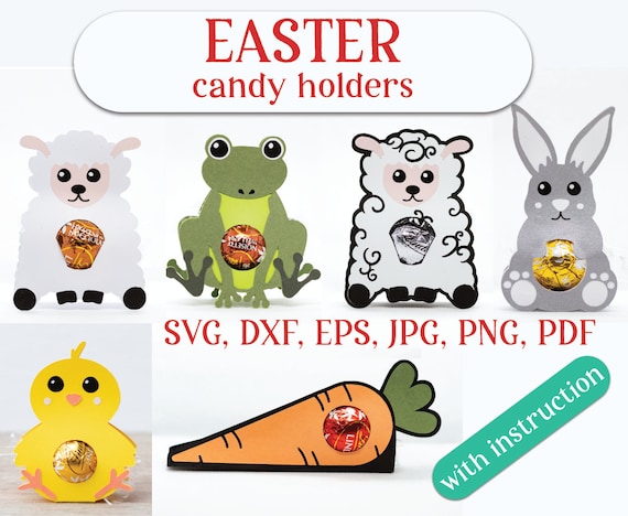 EASTER Candy Holder SVG Bundle Set of 6 Chocolate Holders | Etsy