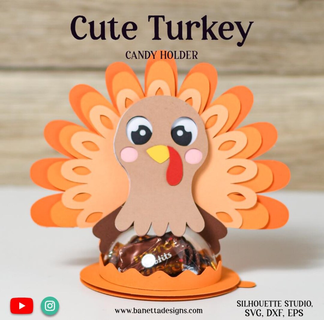 CUTE TURKEY Thanksgiving Standing Candy Holder, Treat Box, Ornament ...