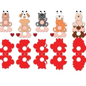 CUTE Valentine ANIMALS Lollipop Holder Bundle - 5 Designs, Ornament ...