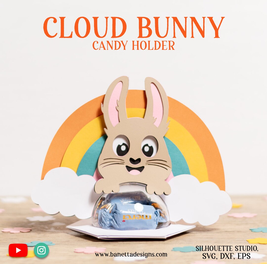 CLOUD BUNNY Easter, Standing Candy Holder, Treat Box, Ornament Gift SVG ...