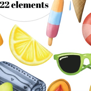 CLIPART SET - SUMMER Digital, Transparent Background for Summer ...