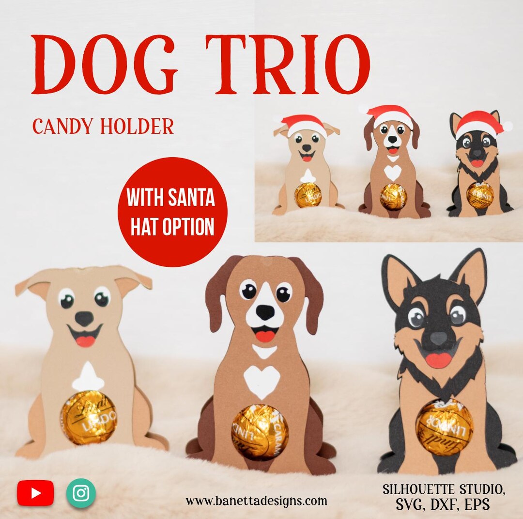Dog Trio Candy Holder SVG: German Shepherd, Malinois, Beagle (digital ...