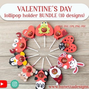 VALENTINE'S Day Lollipop Holder Bundle, 10 Pack, Ornament Gift SVG ...