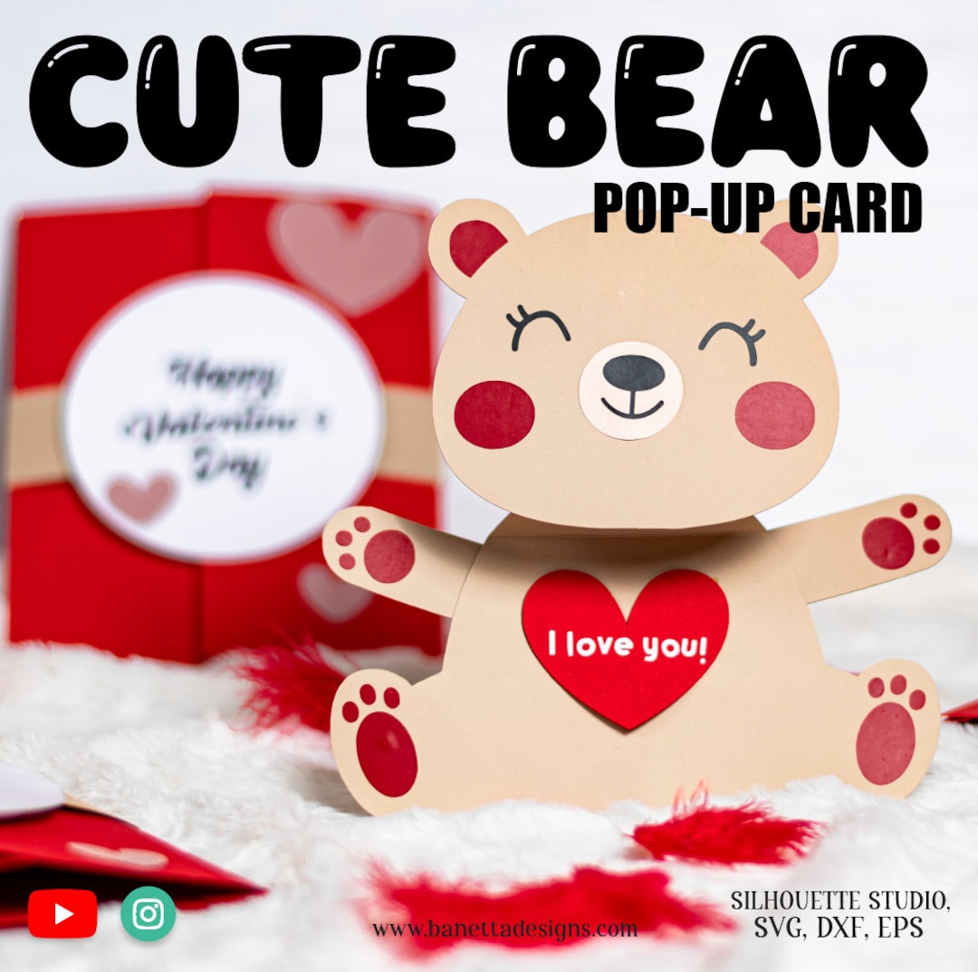 Cute Bear Pop-up Card SVG – Valentine's Day Gift (digital Download) - Etsy