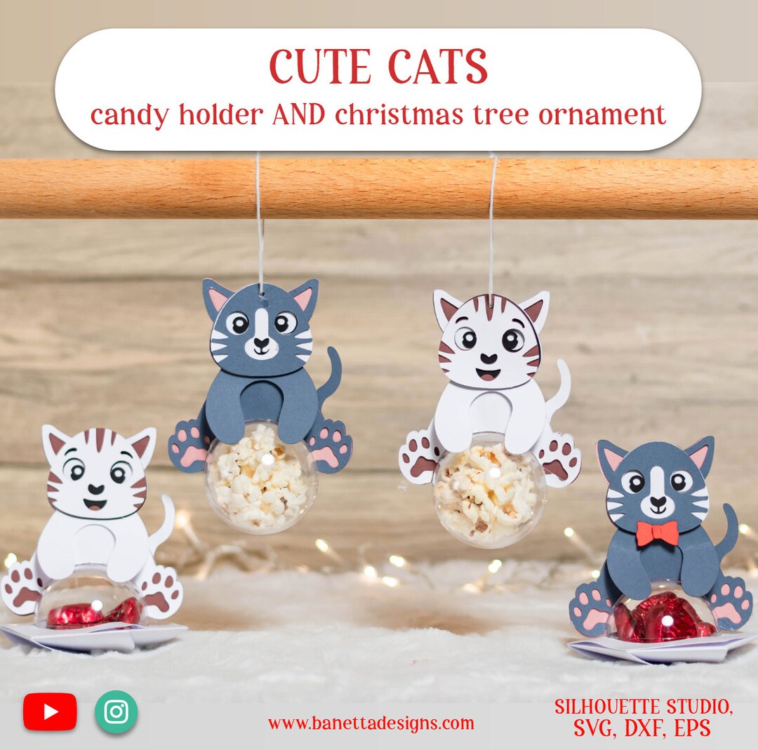 CUTE CATS Candy Holder and Christmas Tree Ornament, Treat Box, Ornament ...