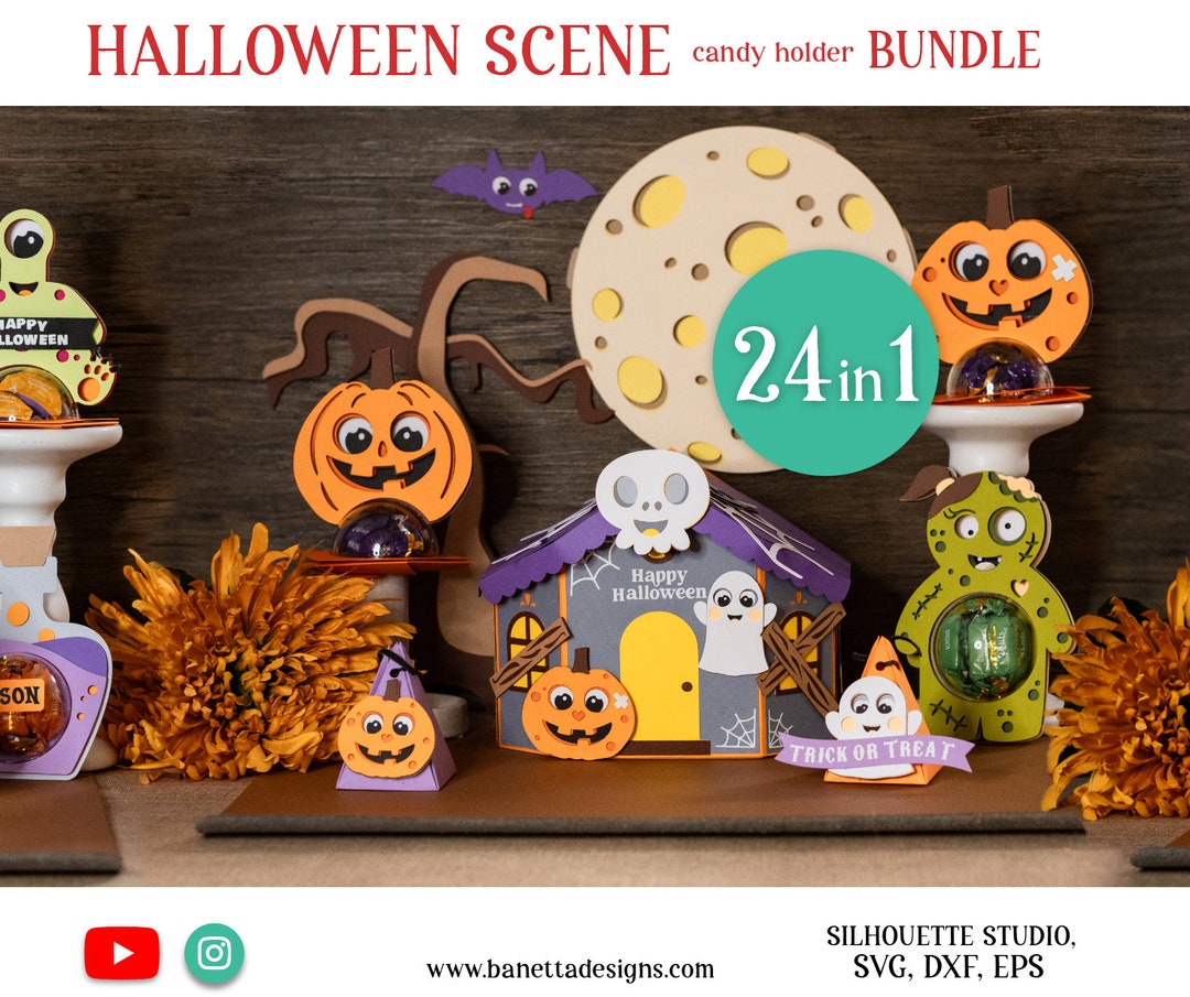 HALLOWEEN BUNDLE With 24 Designs, Candy Holder, Treat Box, Ornament ...