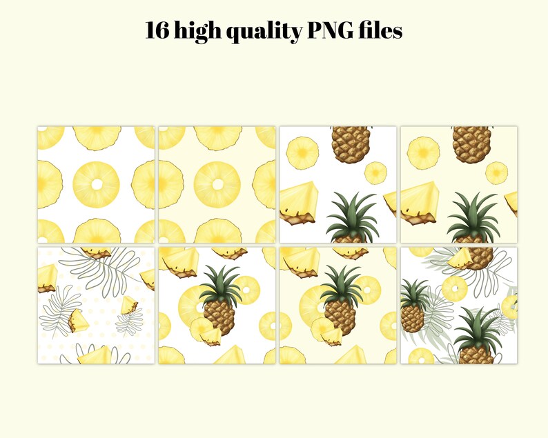 PINEAPPLE Digital Paper Set Seamless Textures for Summer - Etsy