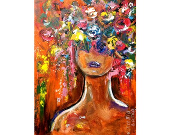 Woman Painting Print Original Art Poster Faceless Portrait | Etsy