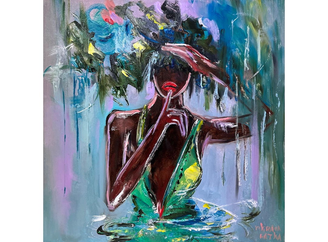 Black Woman Painting Original Art Print Abstract Faceless Woman Art ...